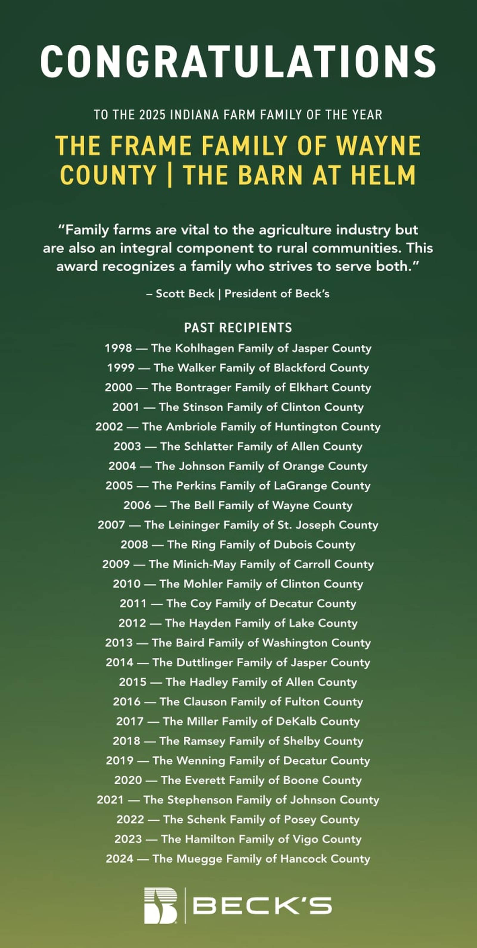 Hayden Grove Farms named award finalist – AgriNews